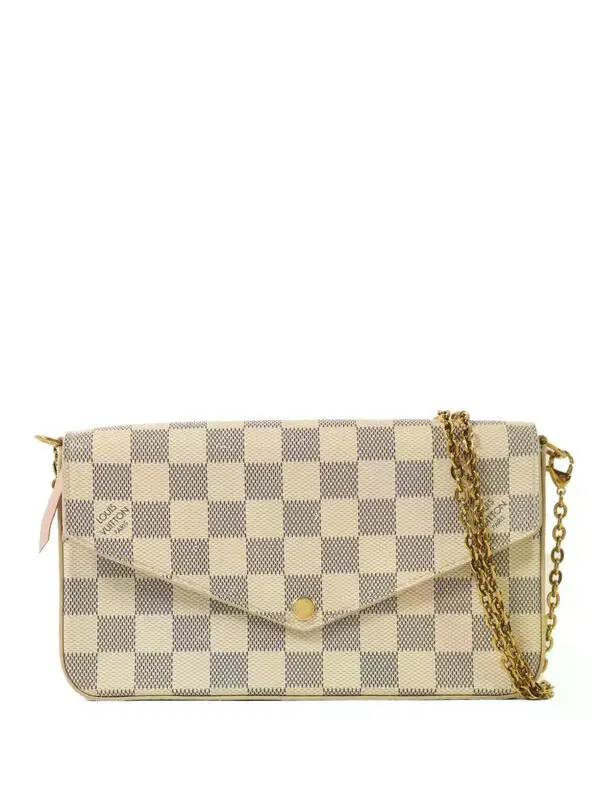 LOUIS VUITTON Felicie Pochette Damier Azur Canvas Shoulder Bag - Neutrals
