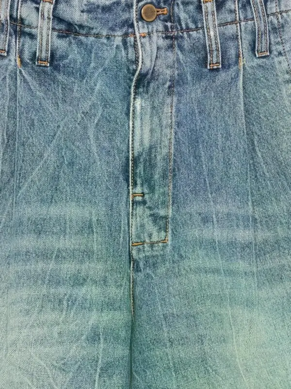 CULTURA Acid Wash Pleated Shorts