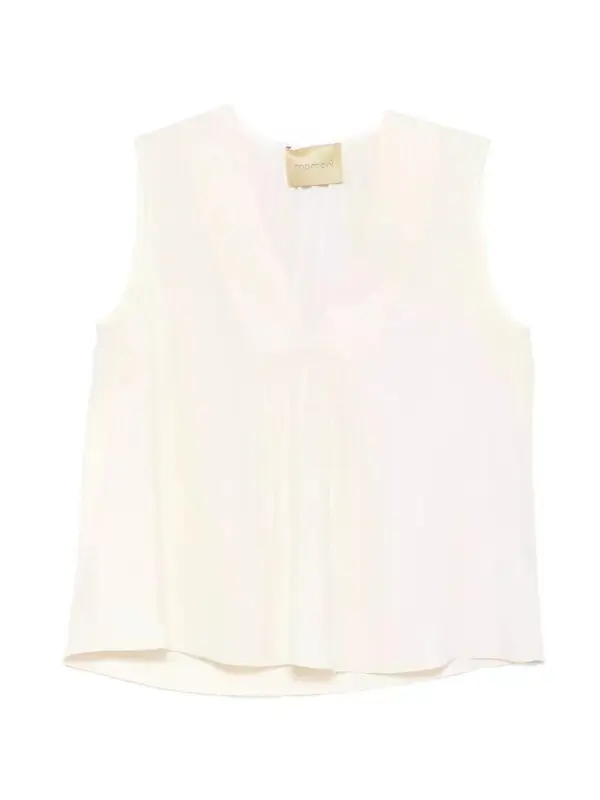 Momoni Juana V-neck Sleeveless Blouse With Gathered Detailing