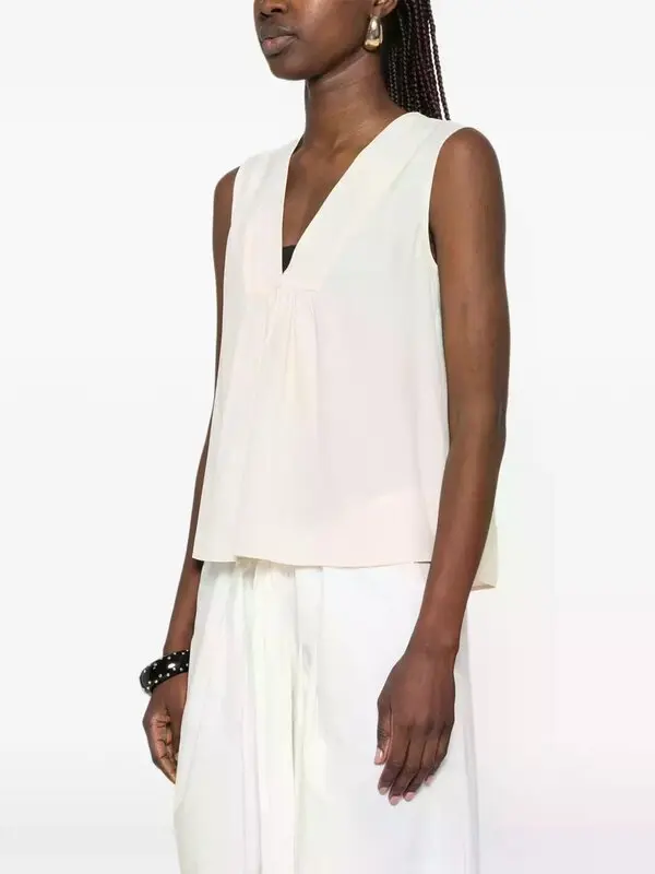 Momoni Juana V-neck Sleeveless Blouse With Gathered Detailing