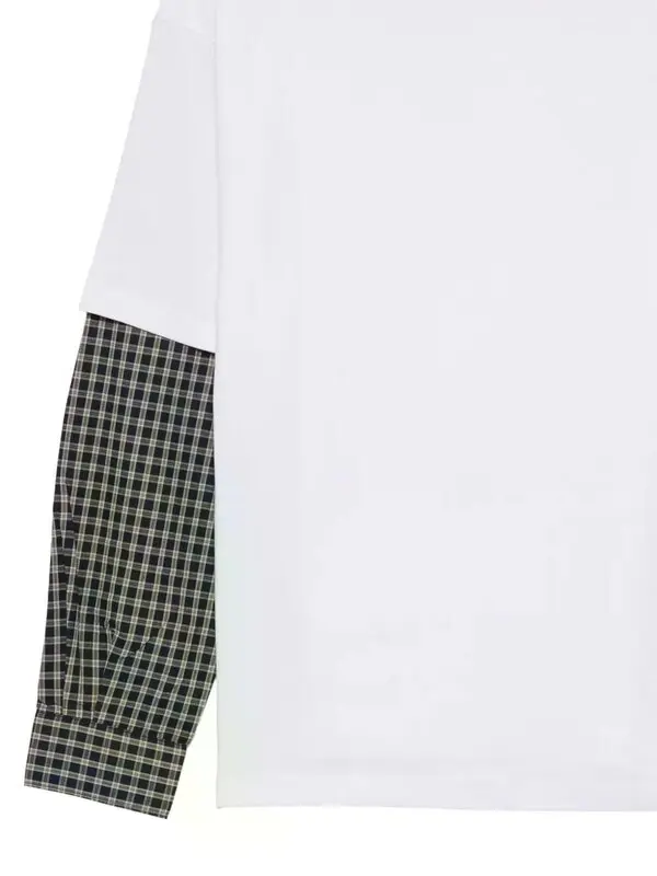 ACUPUNCTURE 1993 Check-pattern Layered-sleeve T-shirt