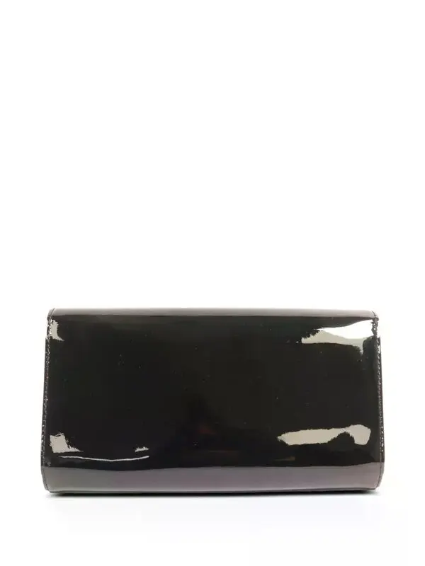 LOUIS VUITTON Patent Leather Embossed Monogram Louise Pouch Bag - Black