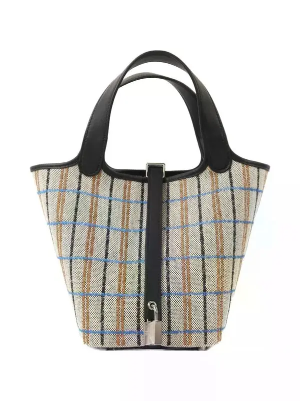 Hermès 2025 Pm Picotin Plaid Tote Bag - Neutrals