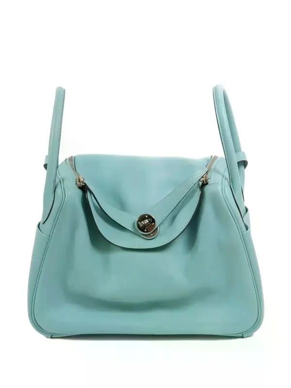 Hermès Lindy 30 Leather Tote Bag - Blue