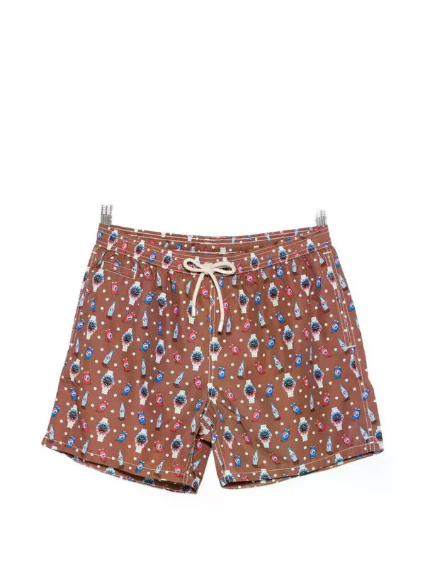 MC2 SAINT BARTH Graphic Print Swim Shorts - Brown