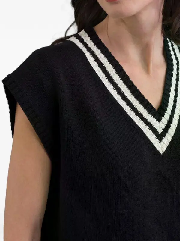 MOORER Striped V-neck Vest