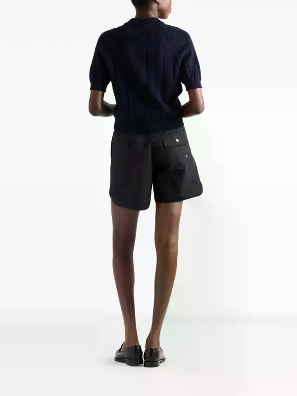 Prada Openwork Cotton Short-sleeve Polo Shirt