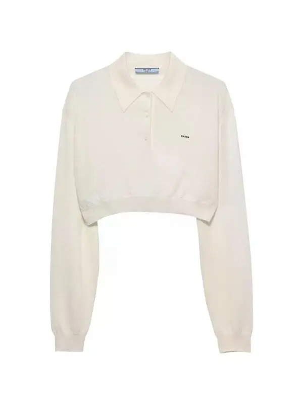 Prada Cropped Cashmere Polo Shirt - Neutrals