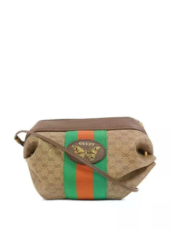 Gucci Gg Supreme Monogram Tote With Web Stripe And Butterfly Plaque