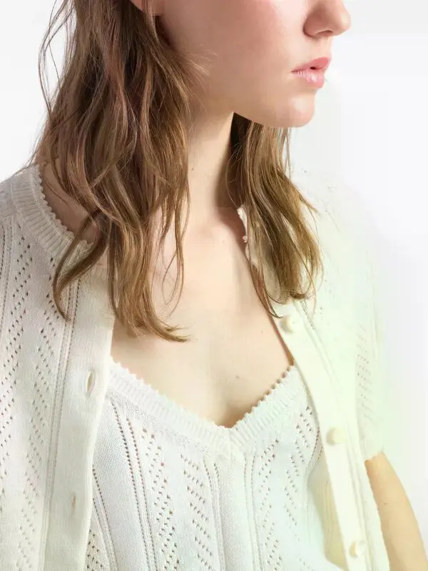Prada Openwork Cotton Cropped Spaghetti Strap Top