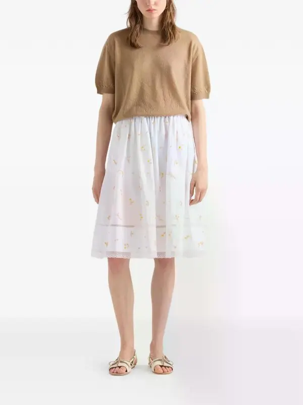 Prada Light Cashmere Short Sleeve Sweater - Neutrals