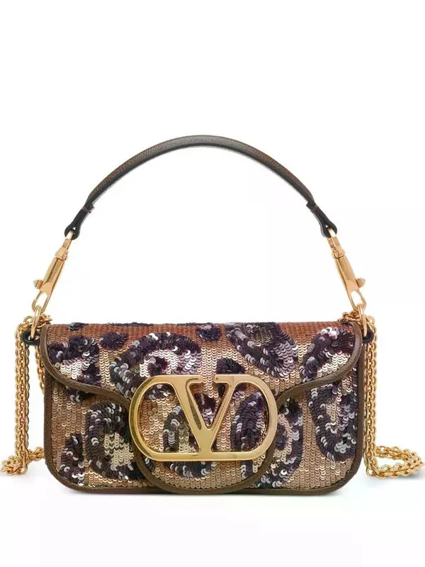 Valentino Garavani Vlogo Signature Embellished Shoulder Bag - Neutrals