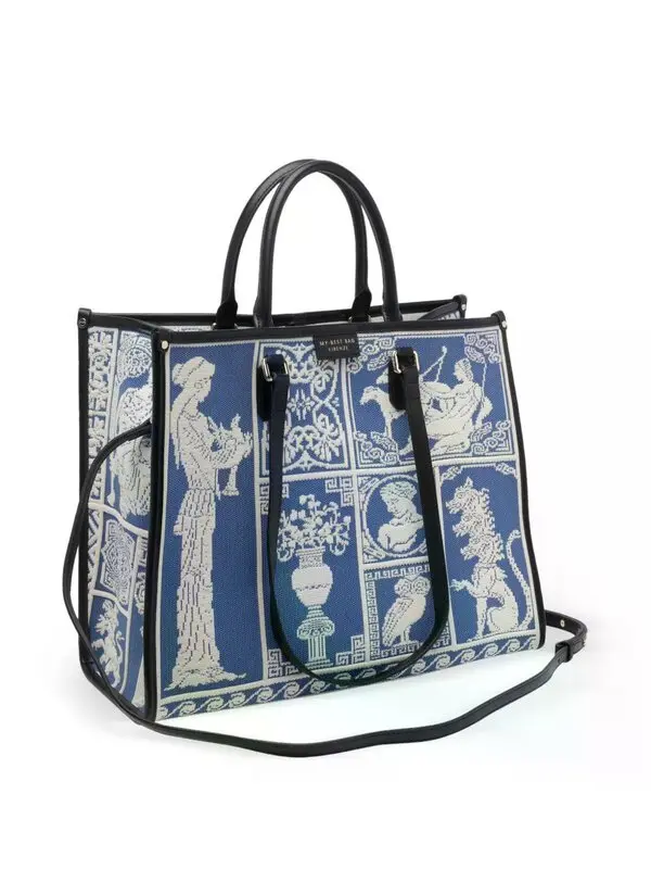 MY BEST BAG FIRENZE Atena Agora Patterned Tote Bag - Blue