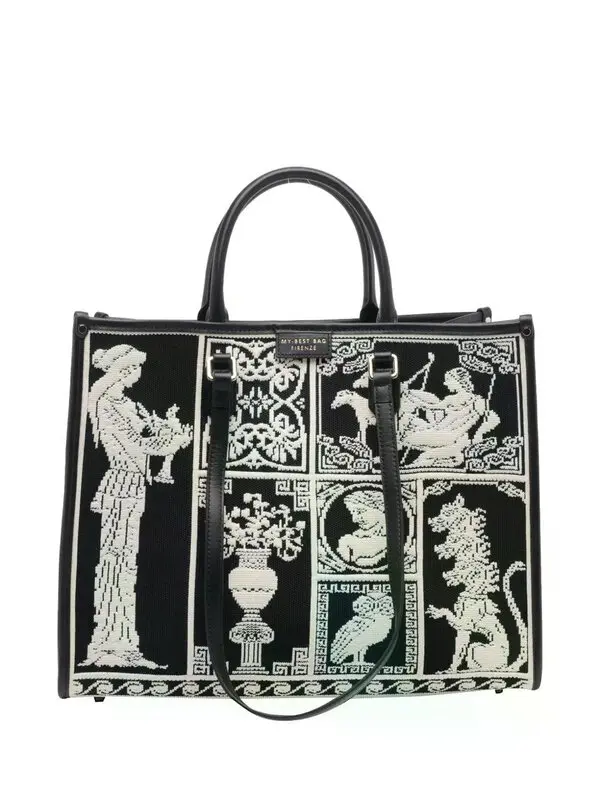 MY BEST BAG FIRENZE Patterned Tote Bag - Black