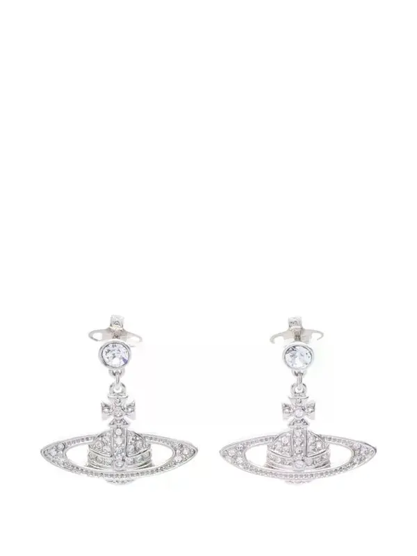 VIVIENNE WESTWOOD Mini Bas Relief Drop Earrings With Rhinestone Embellishment - Silver