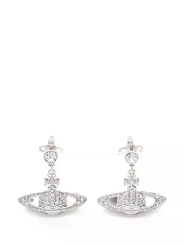 VIVIENNE WESTWOOD Orb Signature Rhinestone Embellishment Drop Earrings - Silver