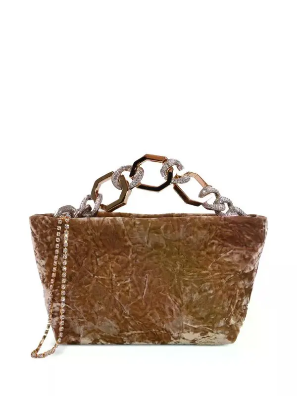 GEDEBE Crystal Embellished Chain Handle Tote Bag