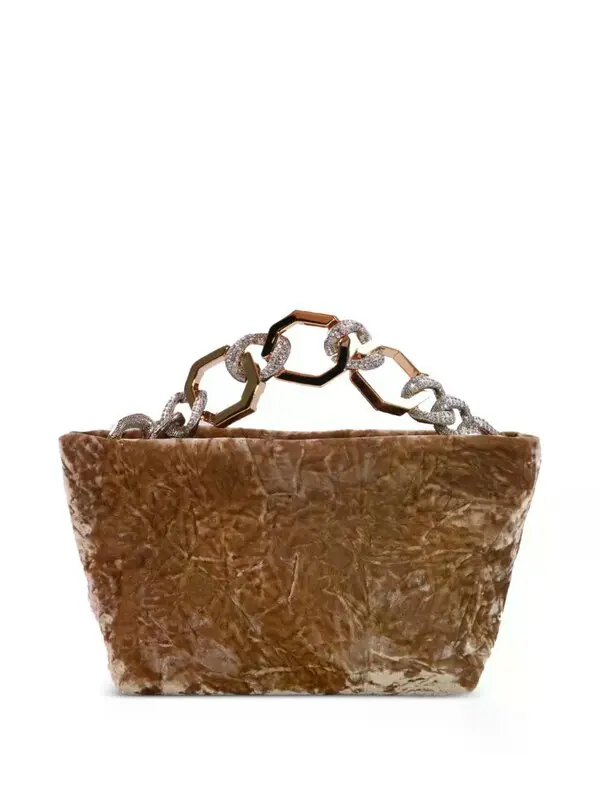 GEDEBE Crystal Embellished Chain Handle Tote Bag