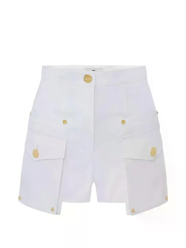 Elisabetta Franchi Cotton Gabardine Cargo Shorts - White