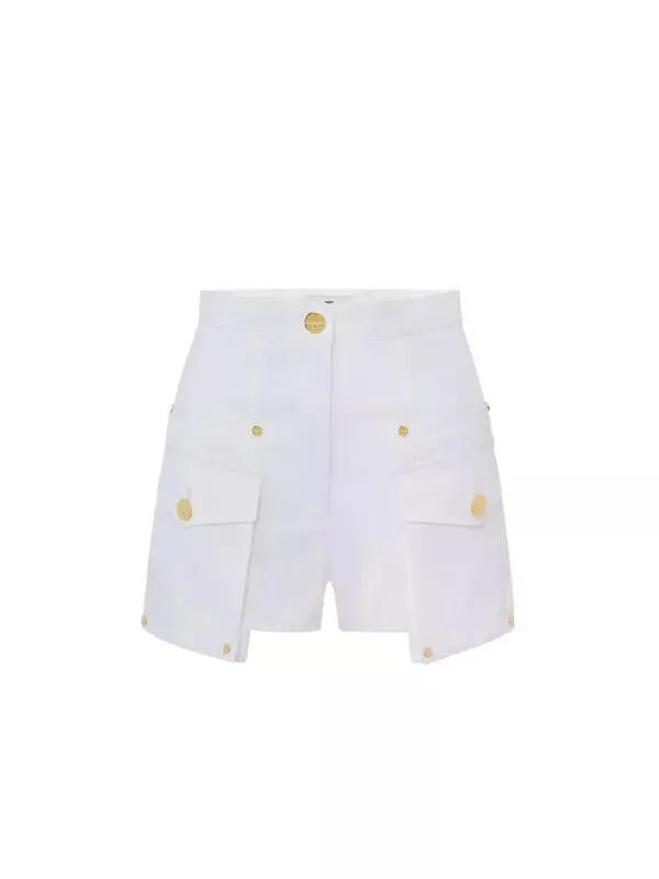 Elisabetta Franchi Cotton Gabardine Cargo Shorts - White