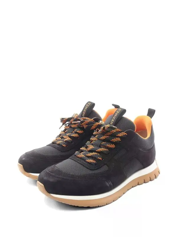 Hermès Jimmy Suede And Mesh Lace-up Sneakers - Black