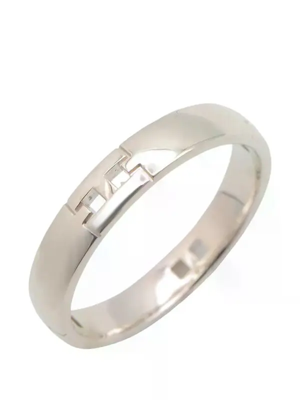 Hermès 18kt White Gold Hercules Engraved Logo Ring