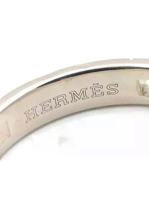 Hermès 18kt White Gold Hercules Engraved Logo Ring