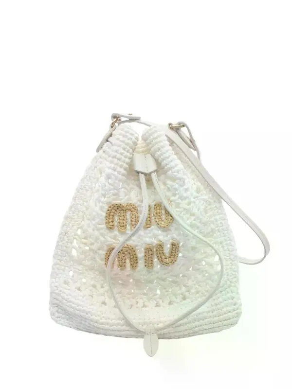 Miu Miu Woven Bucket Bag - White