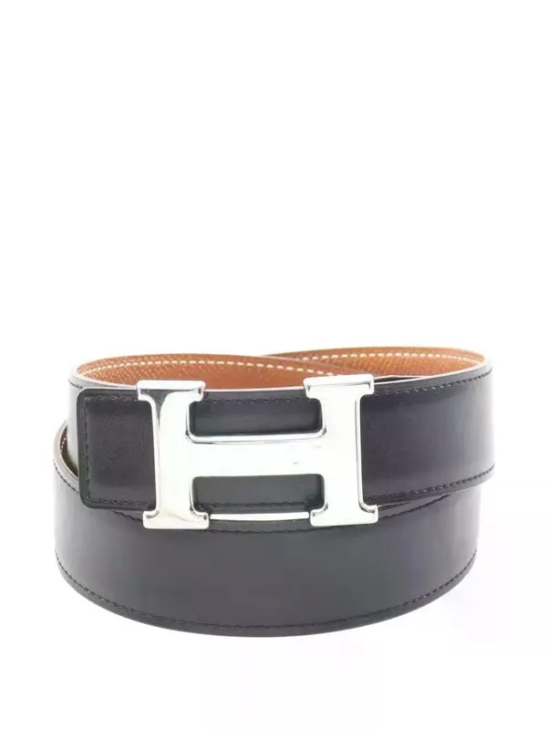 Hermès 1997 Constance H-buckle Reversible Leather Belt - Black