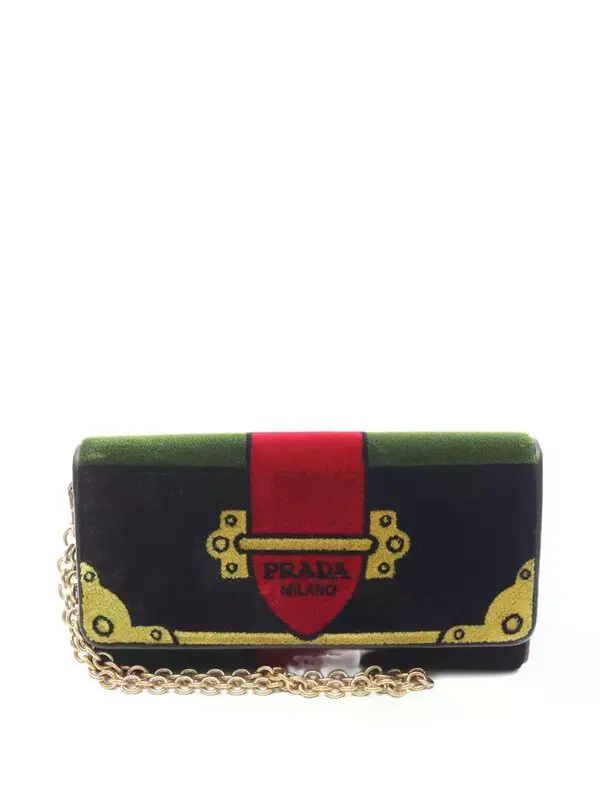 Prada 2010s Velluto Ricamo Bi-fold Wallet - Black