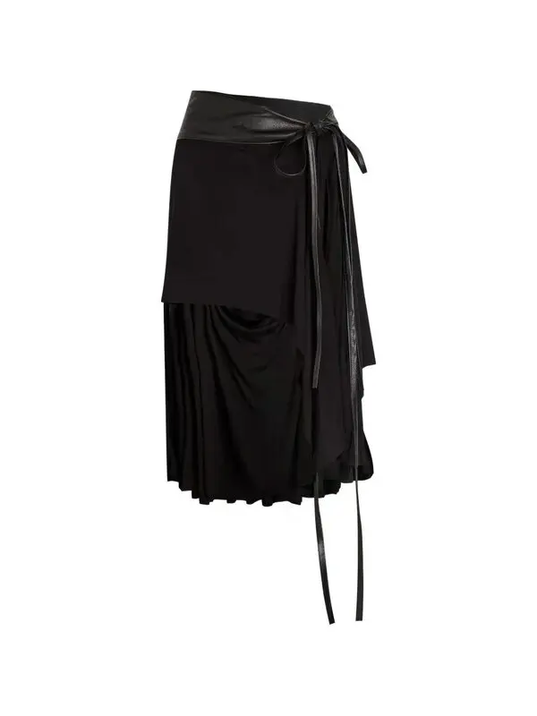 AARON ESH Leather-trim Draped Skirt