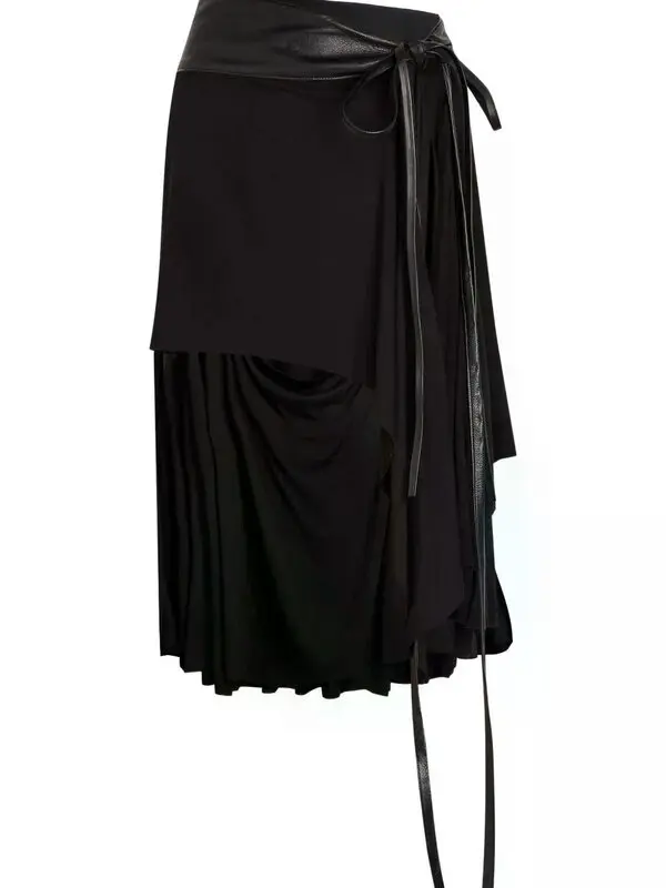 AARON ESH Leather-trim Draped Skirt