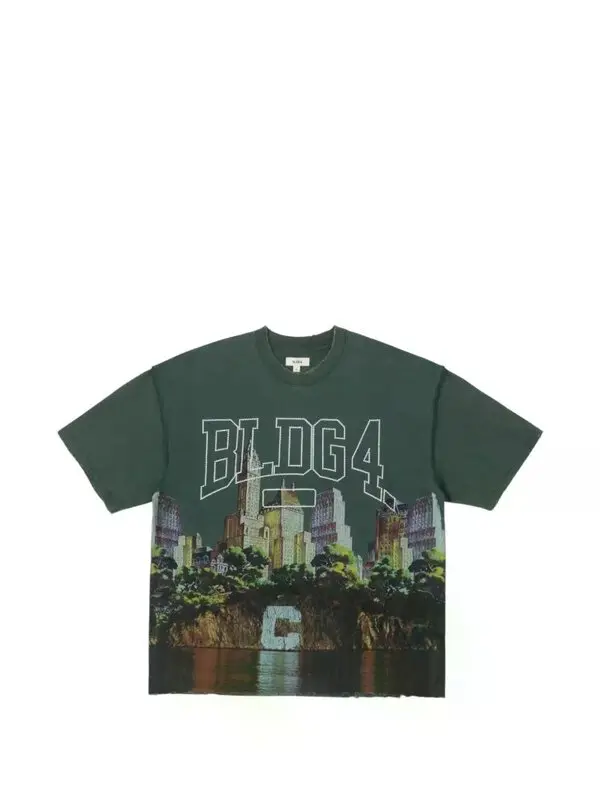 BLDG4 Graphic-print Distressed T-shirt - Green