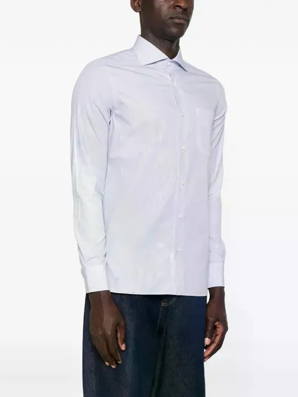 TRUZZI Pinstripe-pattern Chest-pocket Shirt