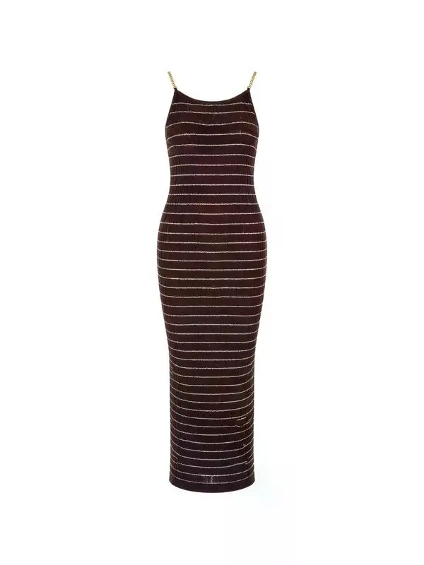 Elisabetta Franchi Stripe Pattern Chain-strap Maxi Dress