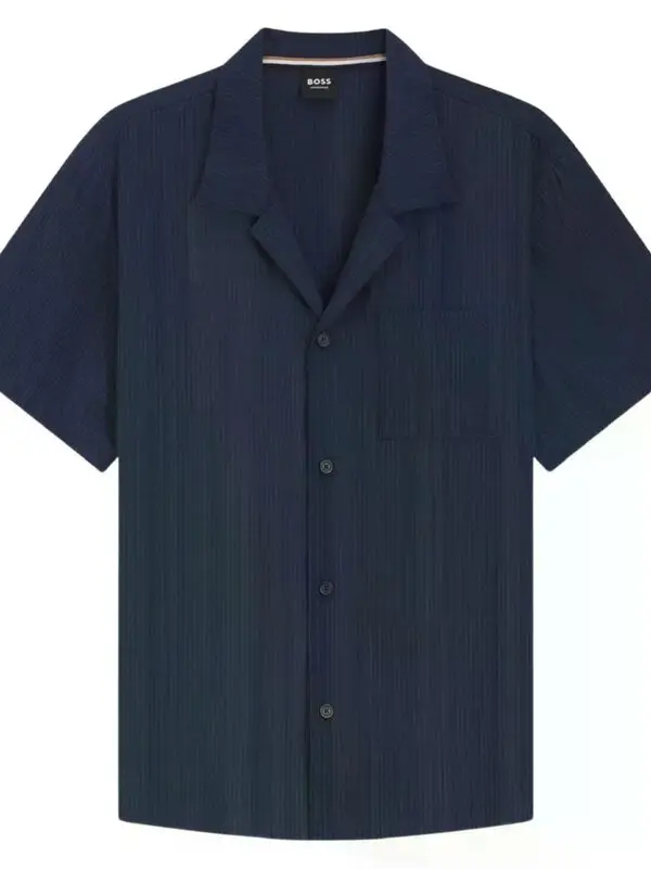 BOSS Regular-fit Shirt In Seersucker Fabric - Blue