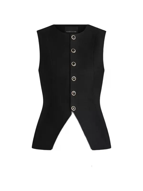Manière De Voir Maniere De Voir Maisie Tailored Crew Neck Cinch Waistcoat - Black
