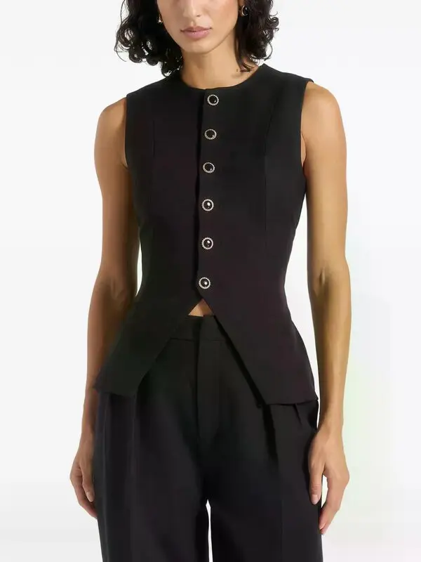 Manière De Voir Maniere De Voir Maisie Tailored Crew Neck Cinch Waistcoat - Black