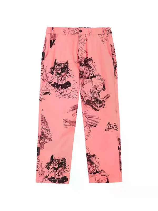 Comme Des Garçons Graphic Print Trousers - Pink