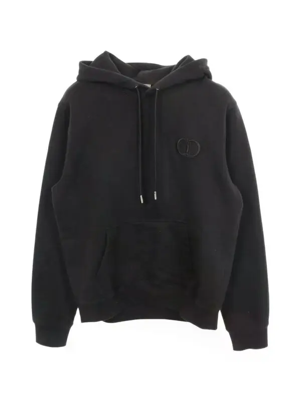 Dior 2000s Cd Logo Embroidered Hoodie - Black
