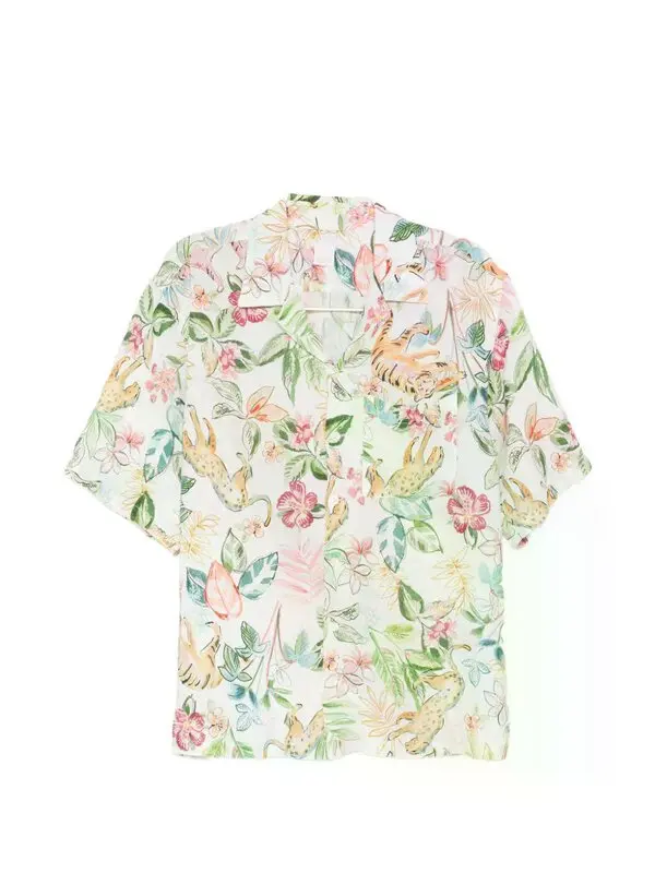 120% Lino Floral-print Shirt