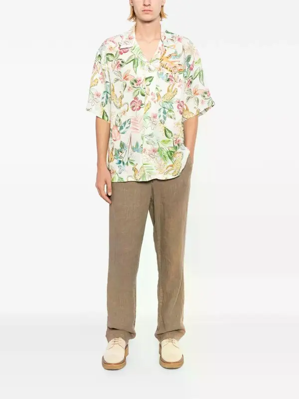 120% Lino Floral-print Shirt
