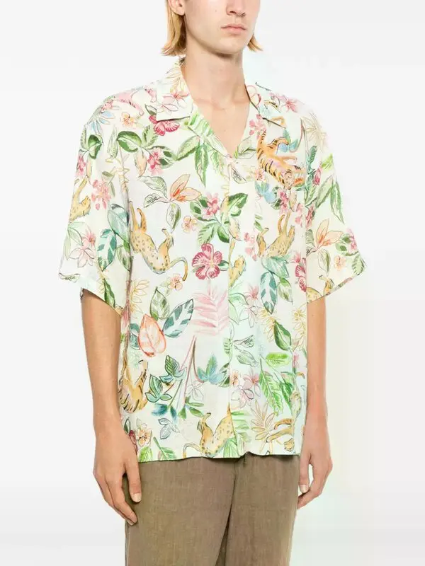 120% Lino Floral-print Shirt