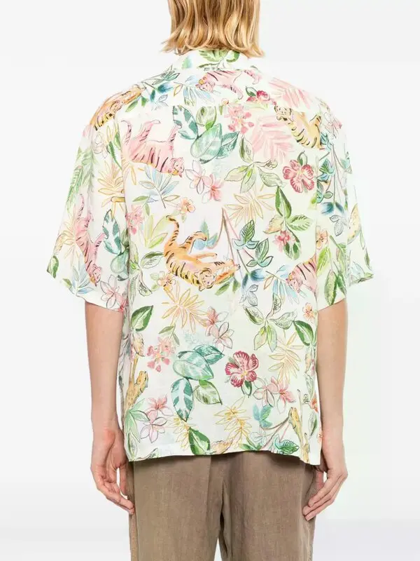 120% Lino Floral-print Shirt