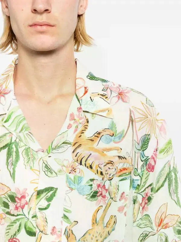 120% Lino Floral-print Shirt