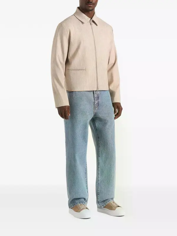 Manière De Voir Amir Boxy Textured Harrington Jacket