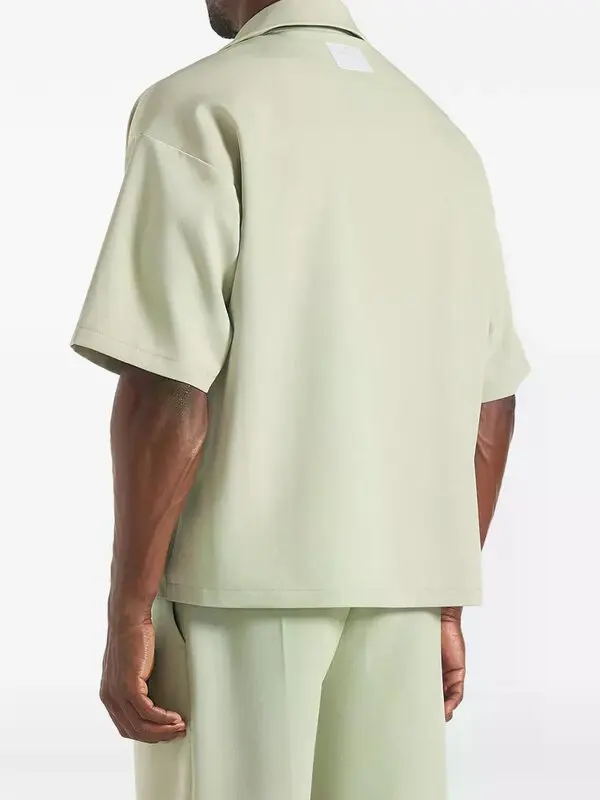 Manière De Voir Abel In Sage Boxy Double-breasted Tailored Shirt