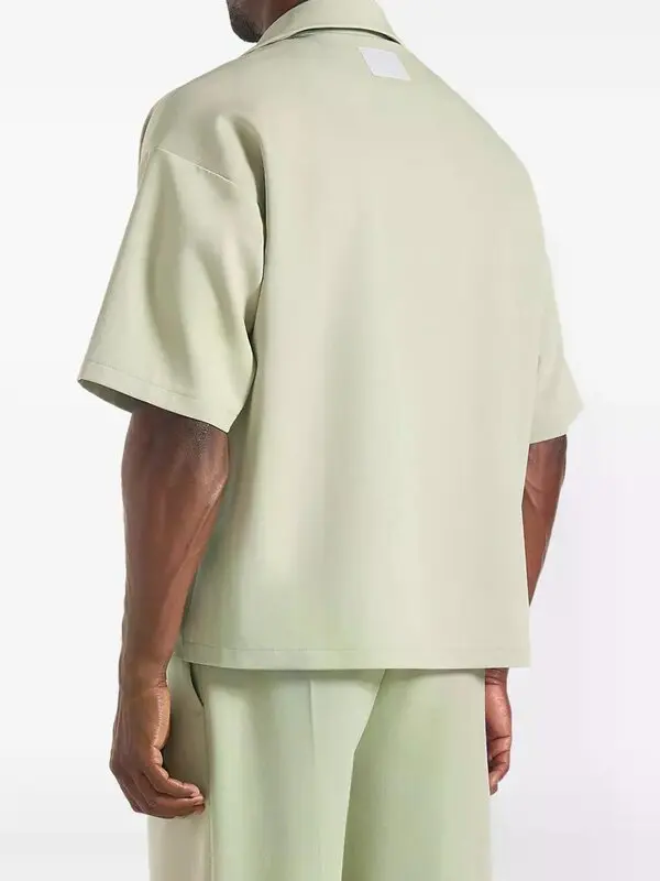 Manière De Voir Abel In Sage Boxy Double Breasted Tailored Shirt - Green