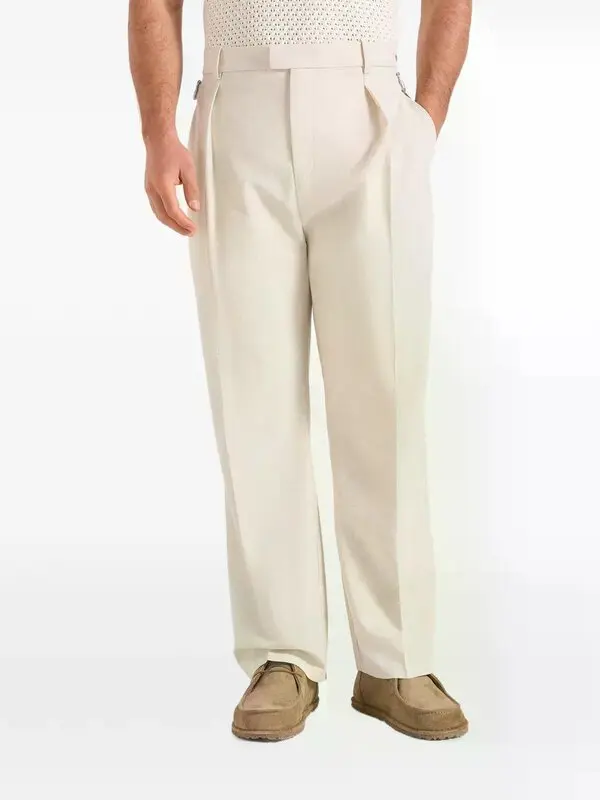 Manière De Voir Relaxed Fit Pleated Twill Trousers - Neutrals