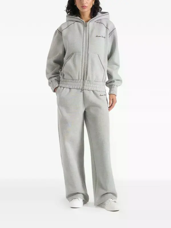 Manière De Voir Manierè De Voir Light Whipstitch Raglan Effect Zip Hoodie - Grey